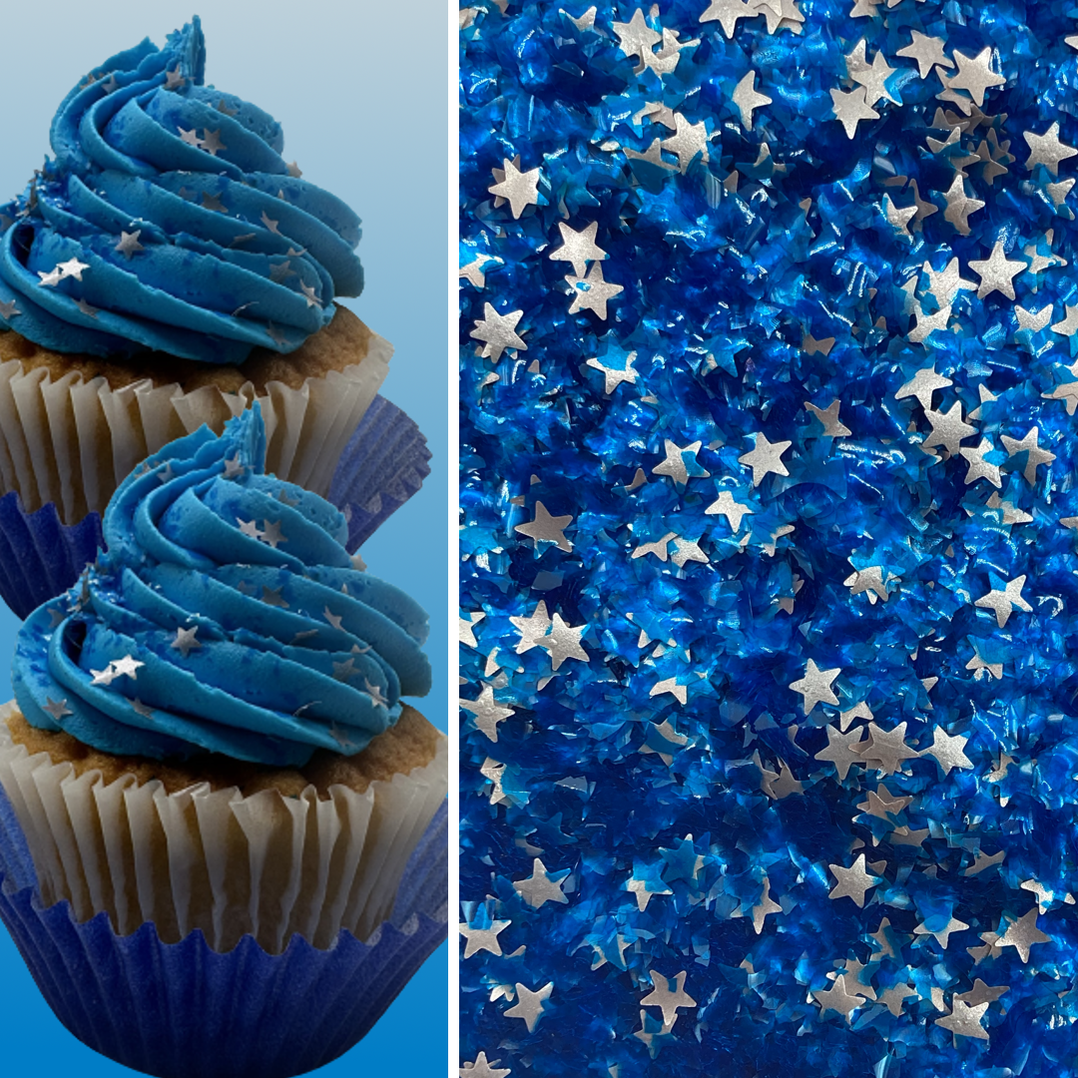 Starlight Blue Edible Dessert Glitter Cupcake and cake decoration sprinkles & toppersFlakes ...