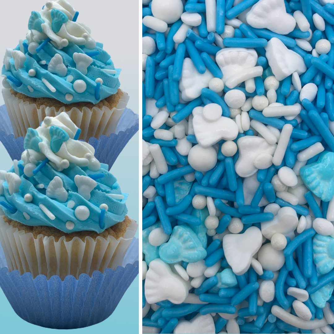 Pastel Blue and White Sea Shells Sprinkle Mix — SprinkleDeco