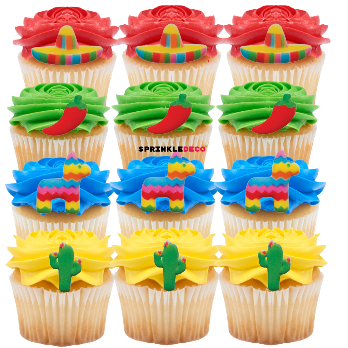 Fiesta Celebration Decorative Edible Icing Decorations - 12ct, Asstd ...